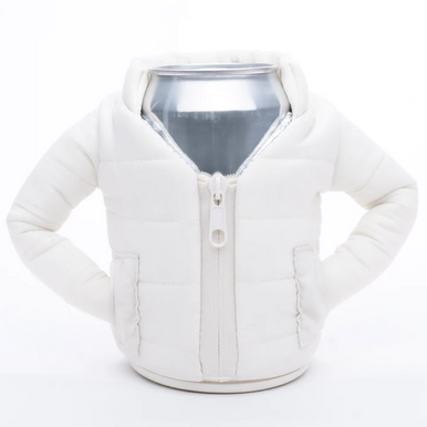 Puffy Jacket Koozie Sandy White | Puffin Drinkware | The Penguin Gallery