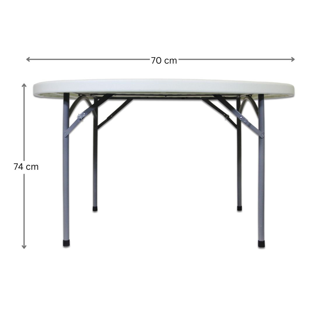 5ft Round Plastic Table - Solid Top with Folding Legs | Front Row Furniture