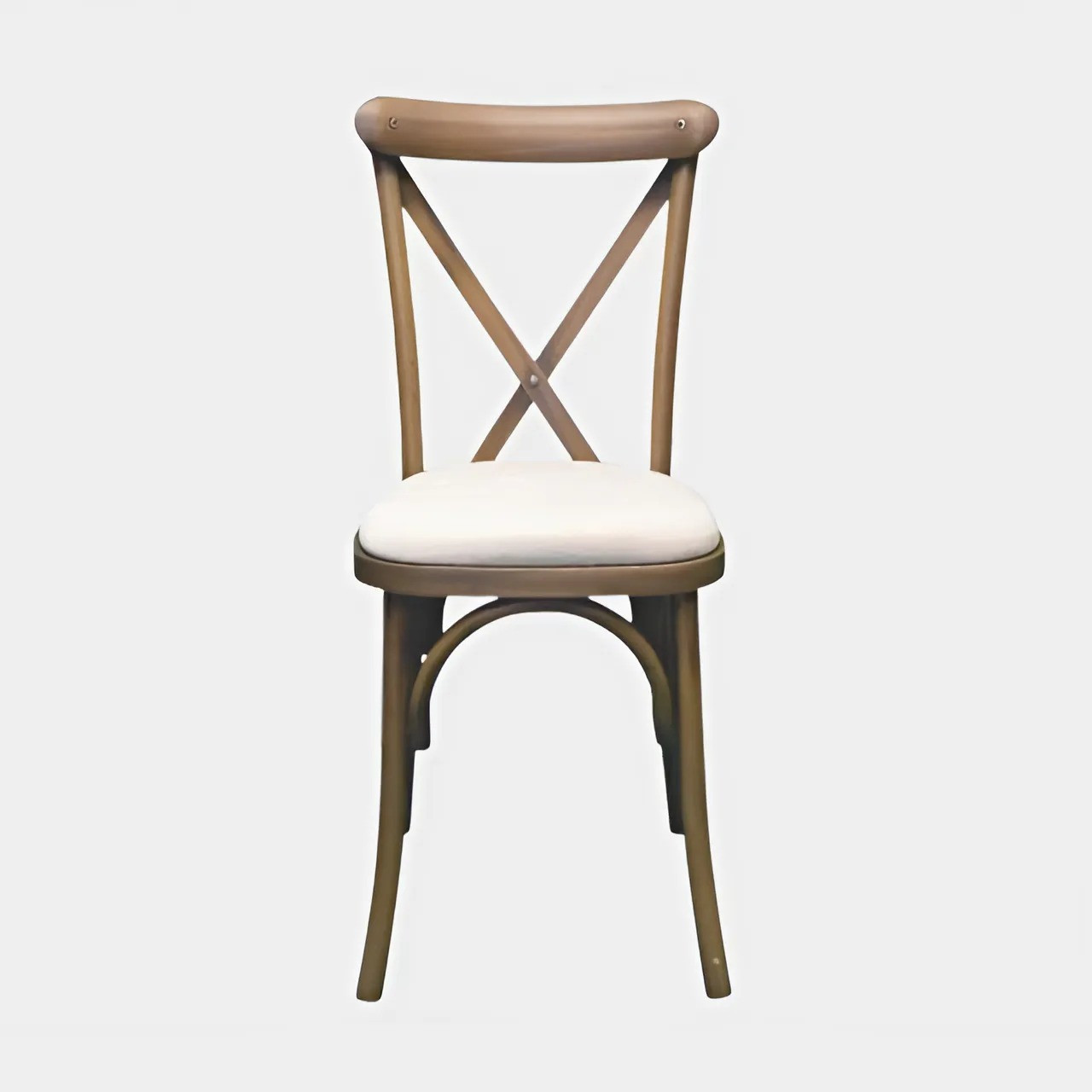 Cross Back Stacking Chairs. Limewash with Rattan Seat