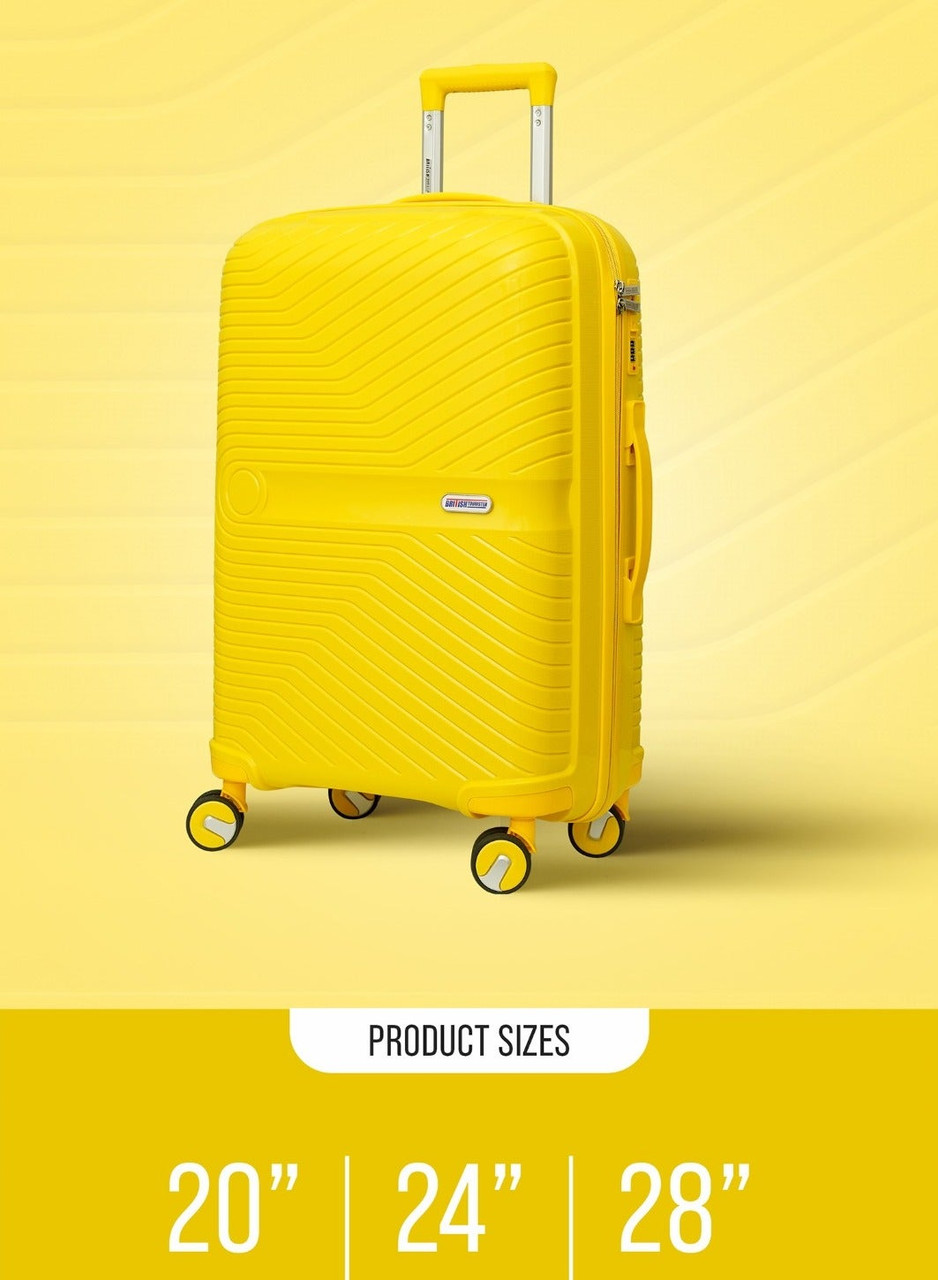 Yellow Luggage Set (3-Piece): Durable Polypropylene, Spinners