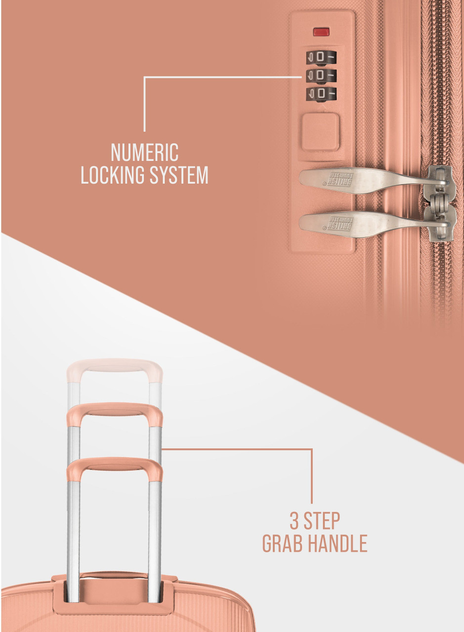 Luxurious Champagne Luggage Set (3-Piece): Polypropylene, Spinners