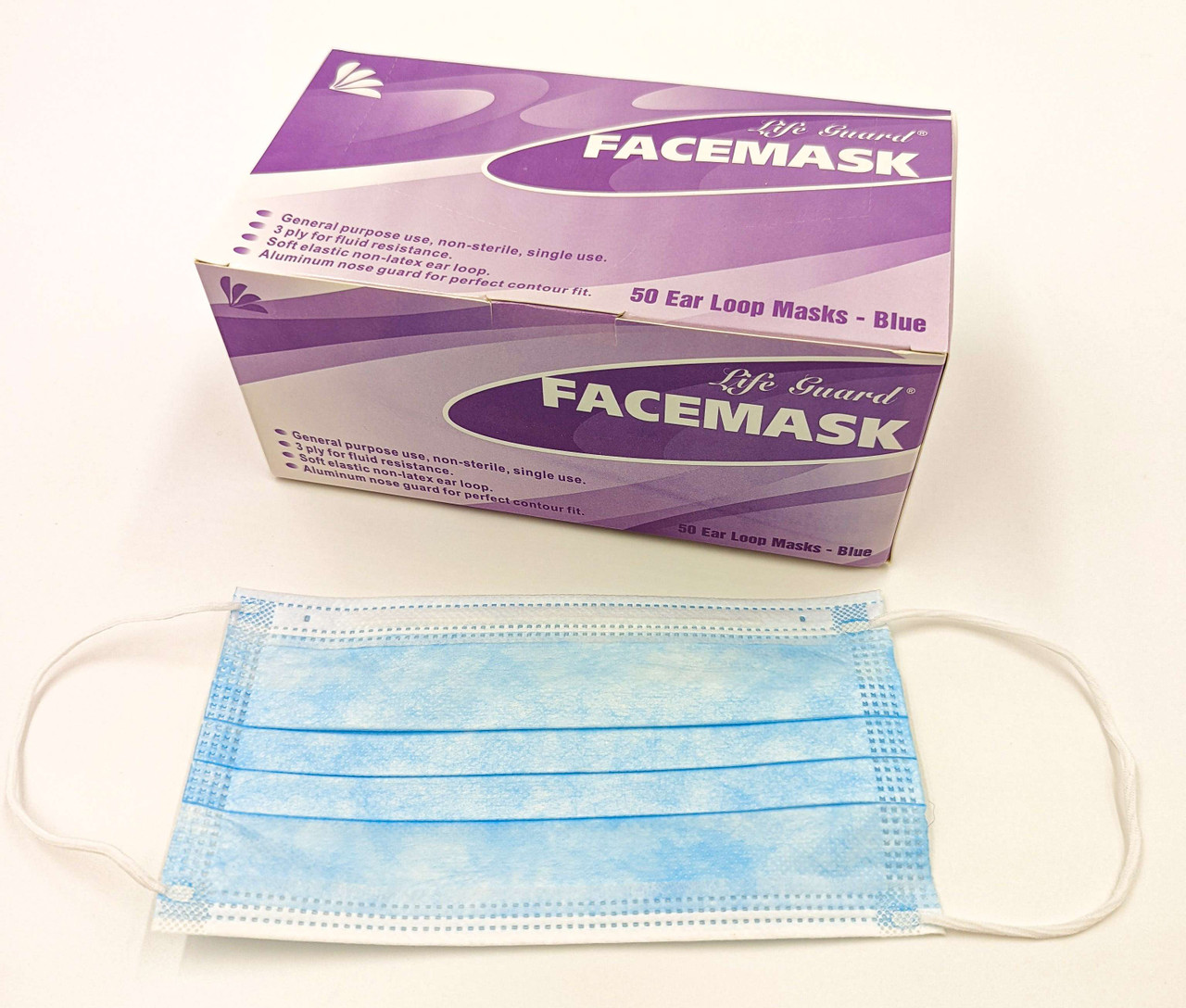 Life Guard® 3-Ply Blue Face Masks, 99.5% BFE
