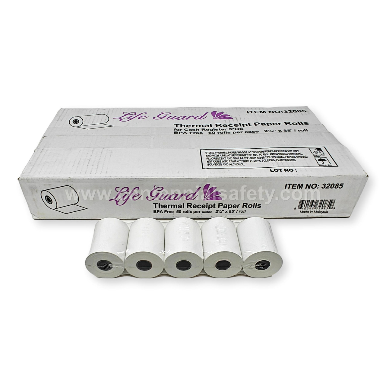 Life Guard Thermal Receipt Paper Rolls 2-1/4 x 85 50 Rolls/Case