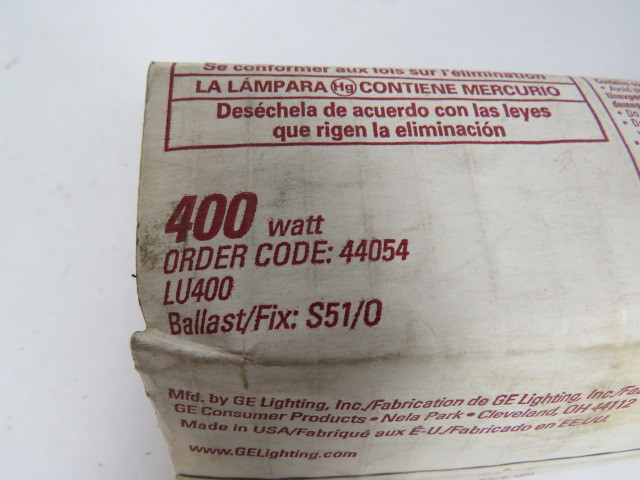 General Electric LU400 44054 Mercury High Pressure Sodium Lamp 400W ...