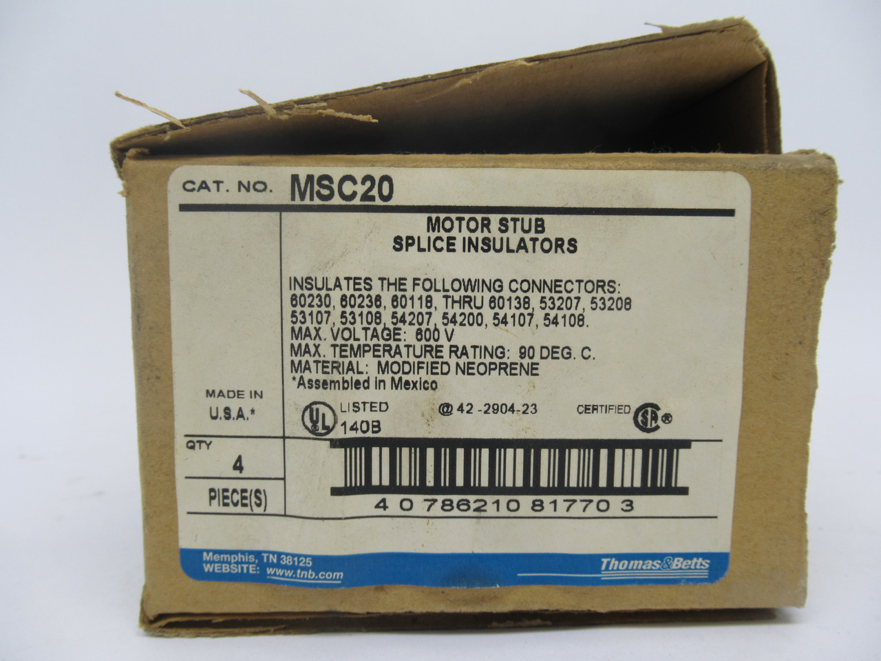Thomas & Betts MSC20 Motor Stub Splice Insulator 1"Bolt Length Lot of 4 ...