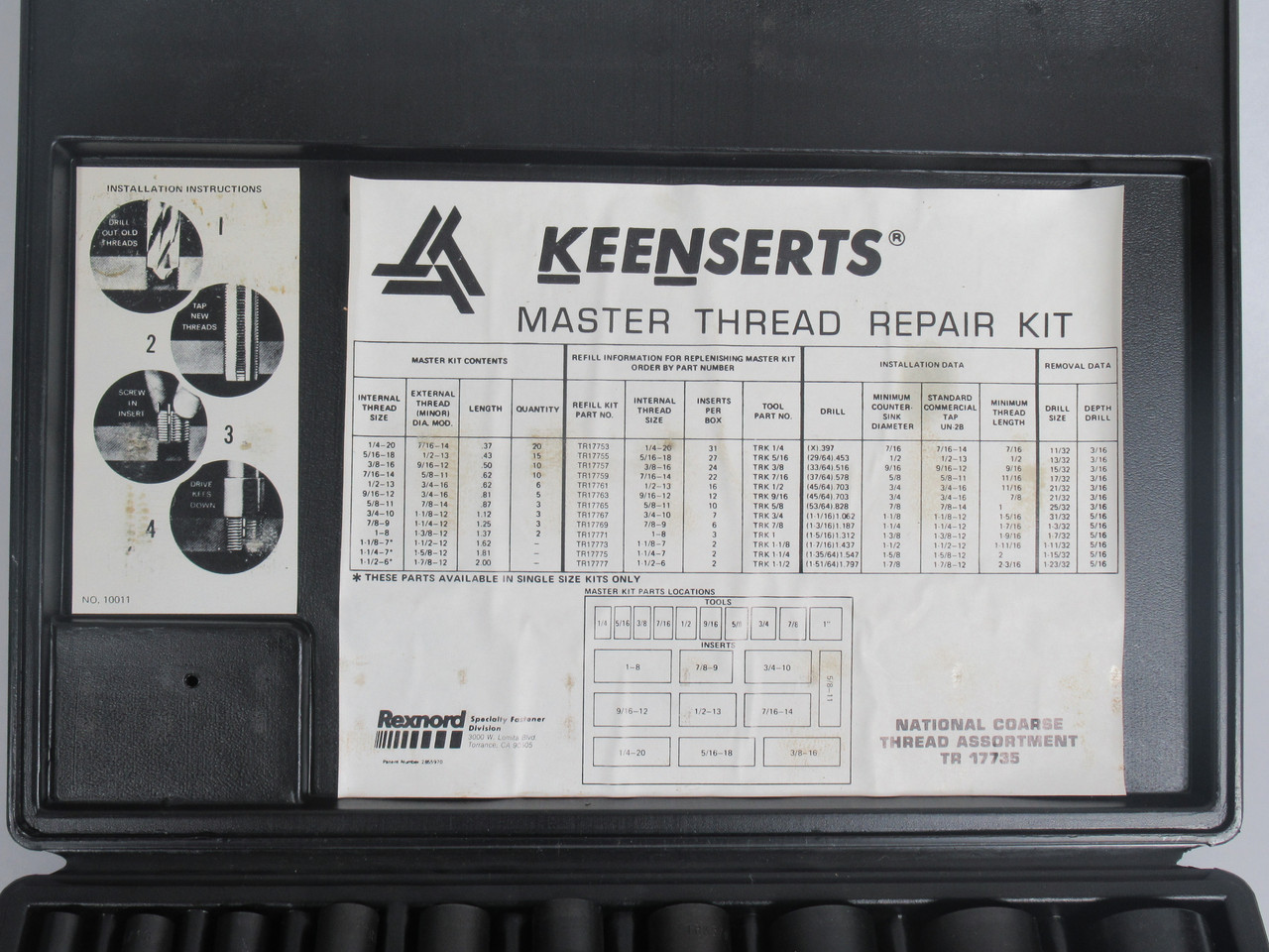 Rexnord TR17735 Keenserts Master Thread Repair Kit USED - Industrial ...