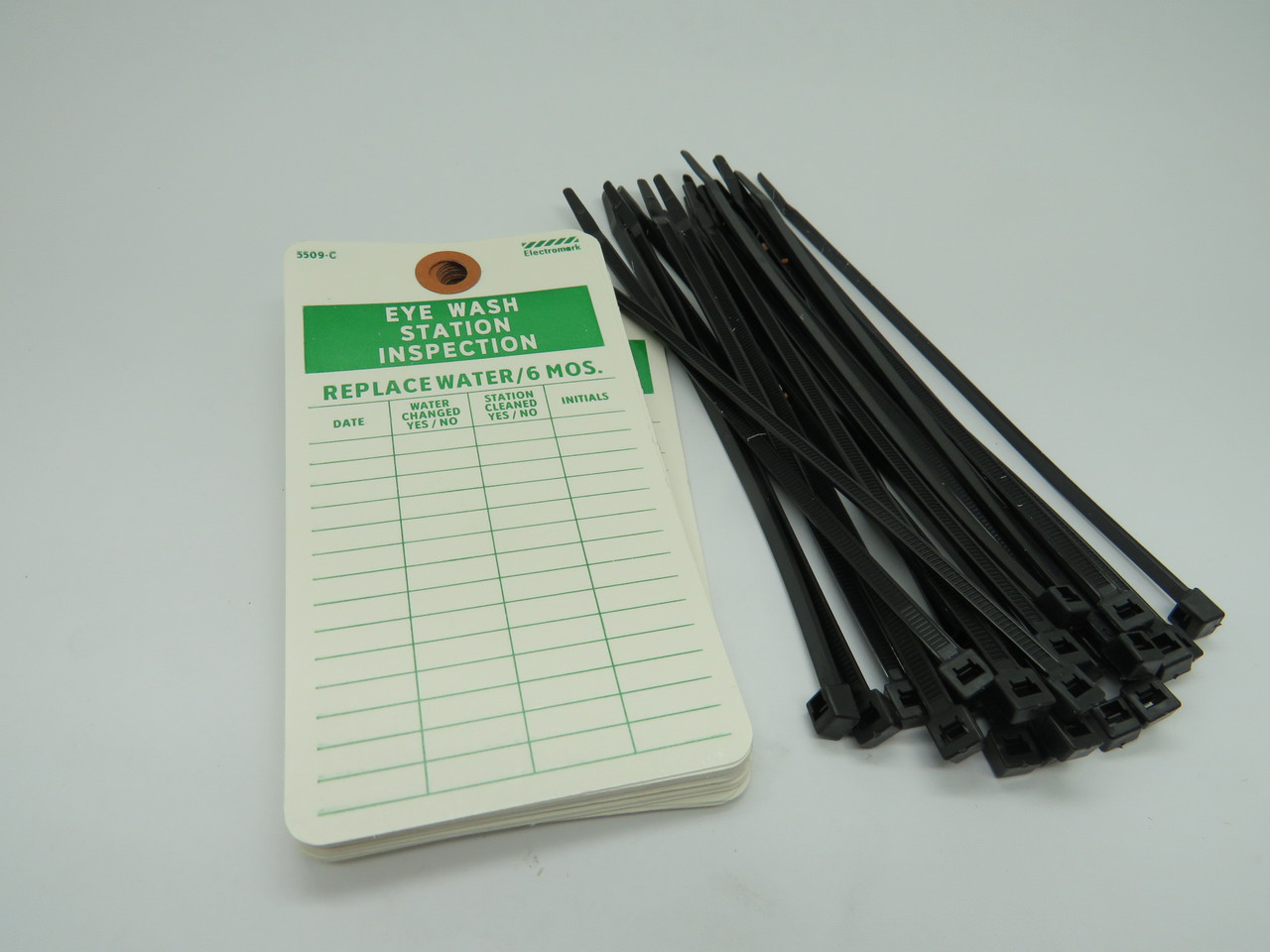 Electromark 5508-C Eye Wash/Shower Inspection Tags w/Ties 25-Pack NWB ...