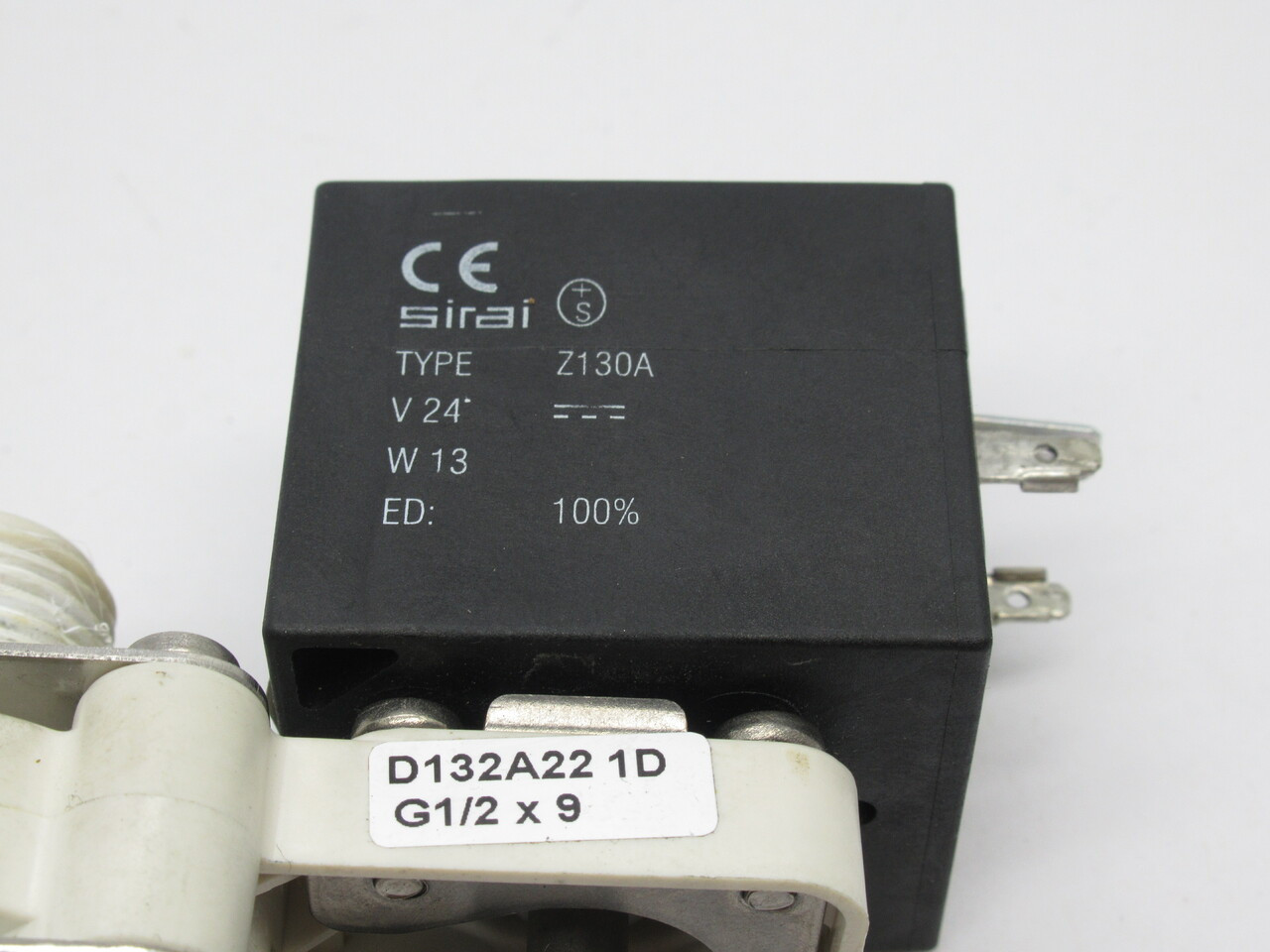 Sirai D132A22 Solenoid Valve Assembly 130A 24VDC 13W 2bar G12x9 USED - Industrial Automation Canada