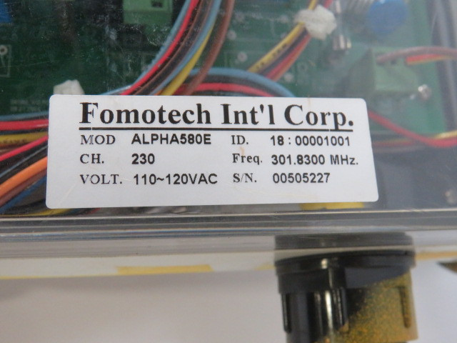 Fomotech ALPHA580E Alpha 500 Series Receiver 110-120VAC 301.8300MHz ...