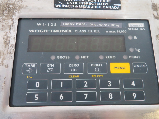 Weigh-Tronix WI-125-SST LED Display for Scale 115VAC 50/60Hz .5A 200lbs ...