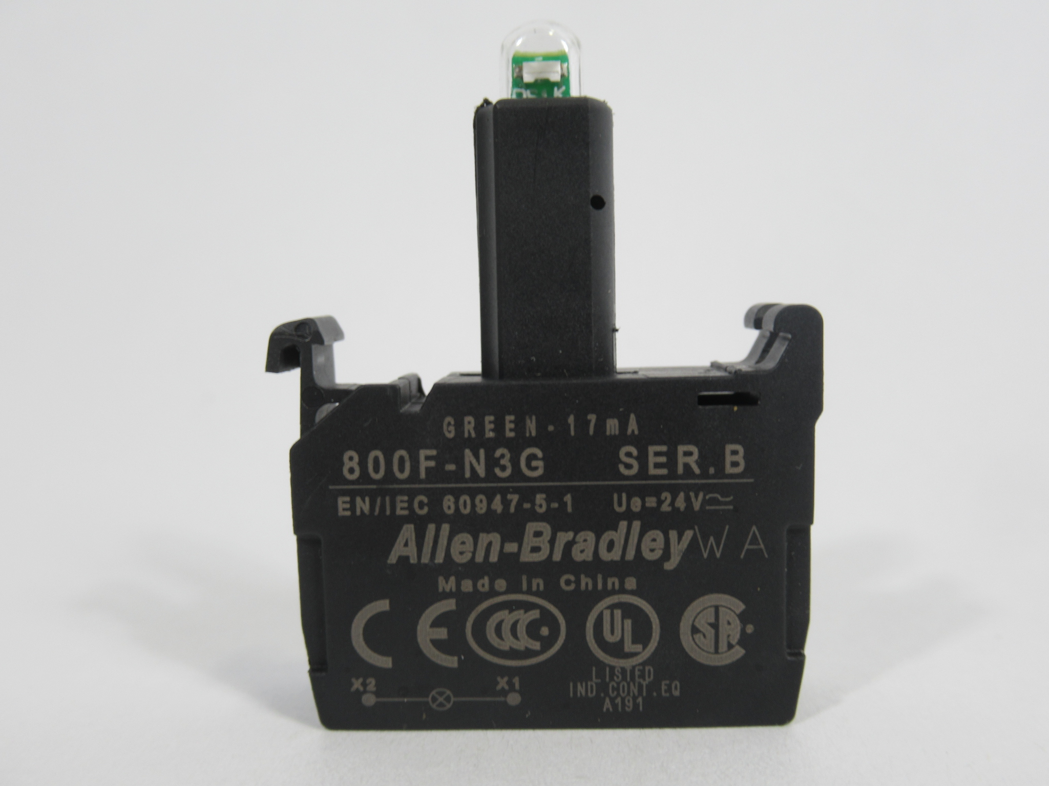 Allen-Bradley 800F-N3G Series B Green Push Button Lamp Module 24VAC/DC ...