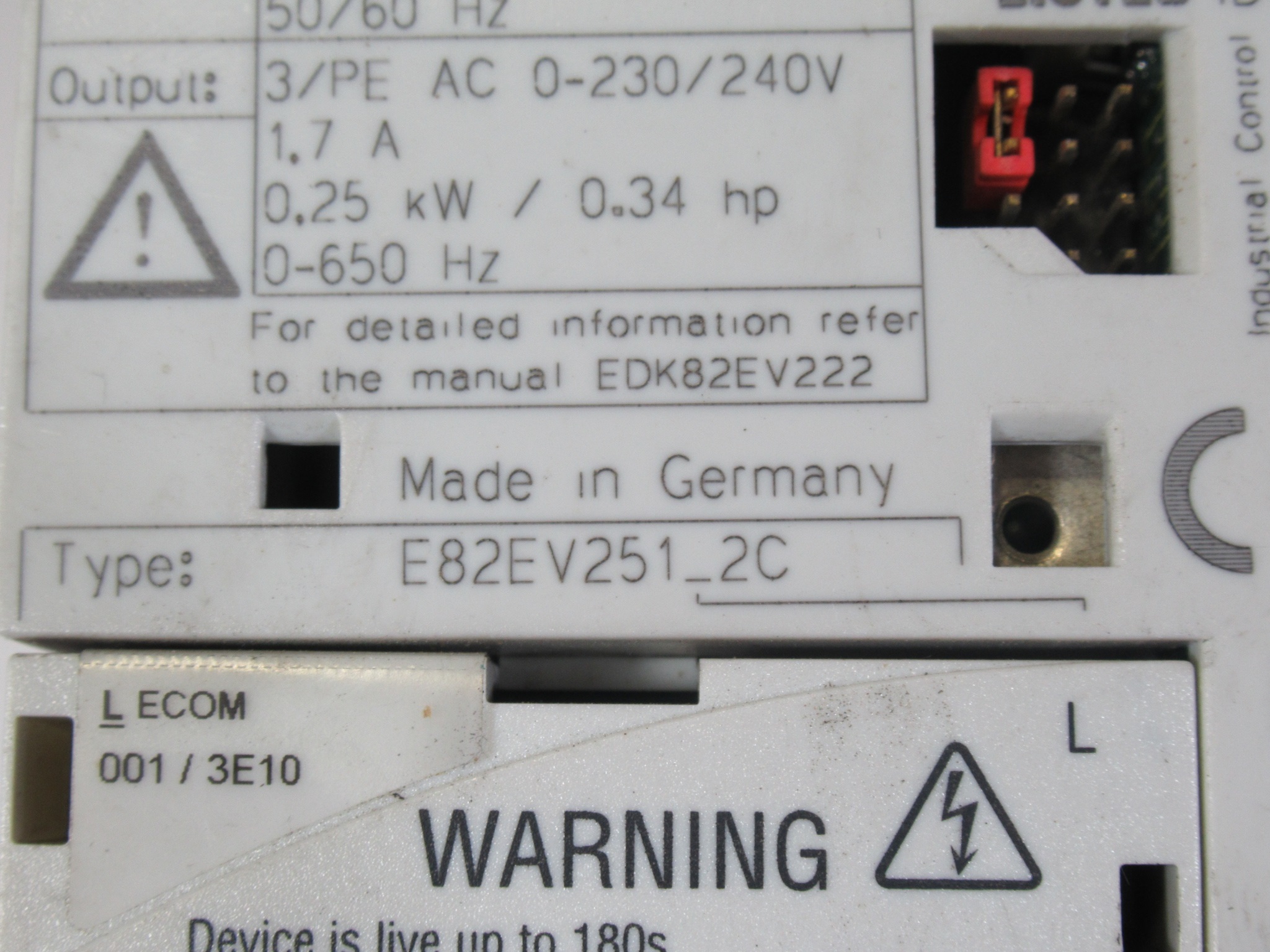 Lenze E82EV251K2C 8200 Vector AC Inverter Drive Ver. 5A37 *Bent Frame ...