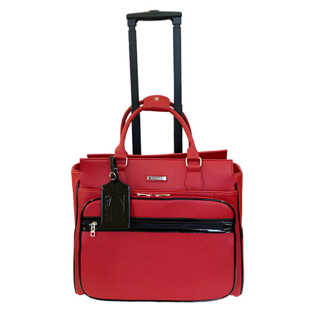 Red Pebble & Patent Rolling Stenographer Case