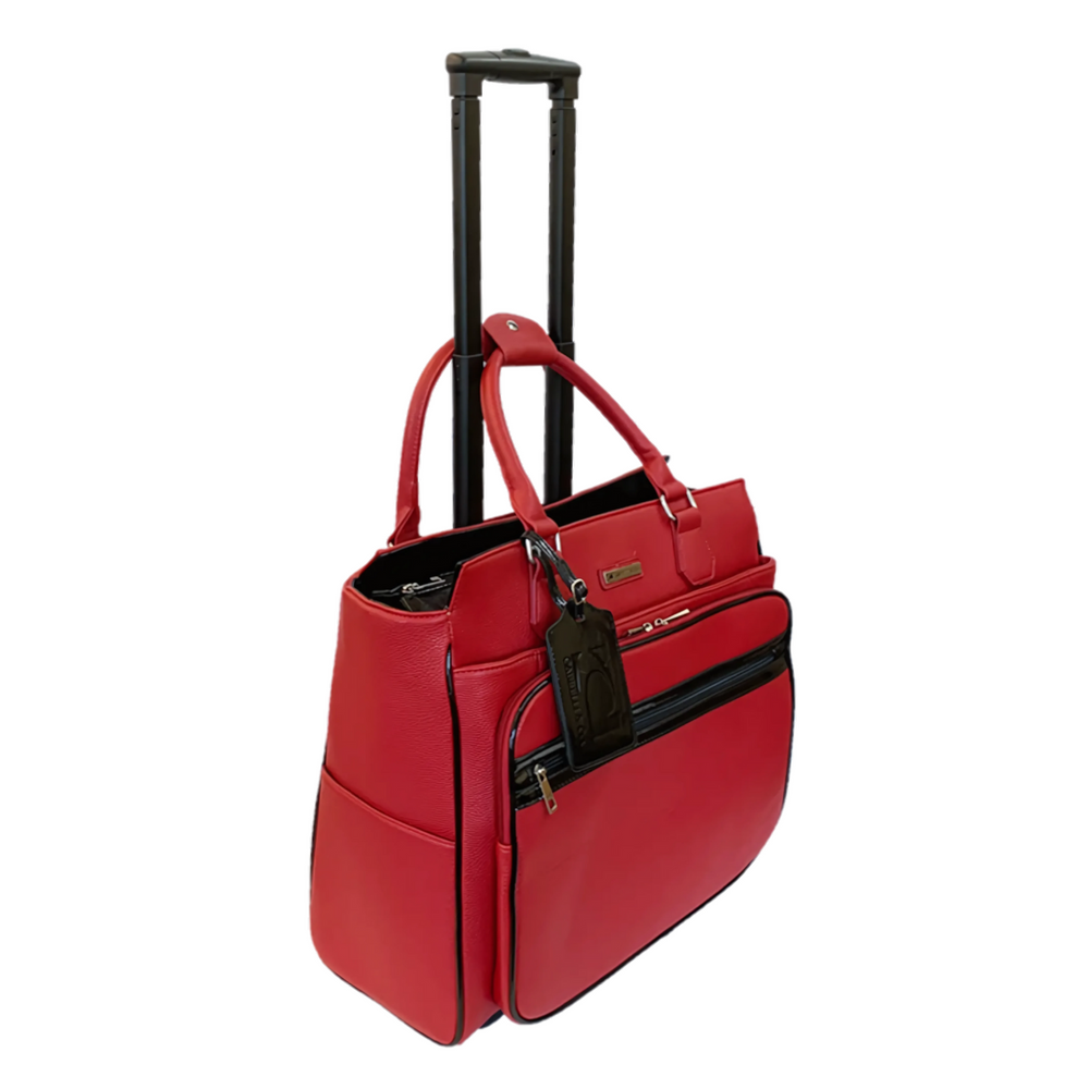 Red Pebble & Patent Rolling Stenographer Case