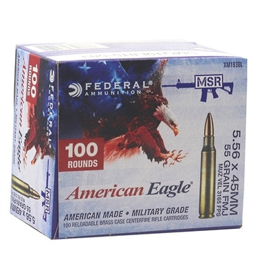 1000 Rounds Federal XM193 5.56 NATO 55gr FMJ in 100 round boxes - Made ...