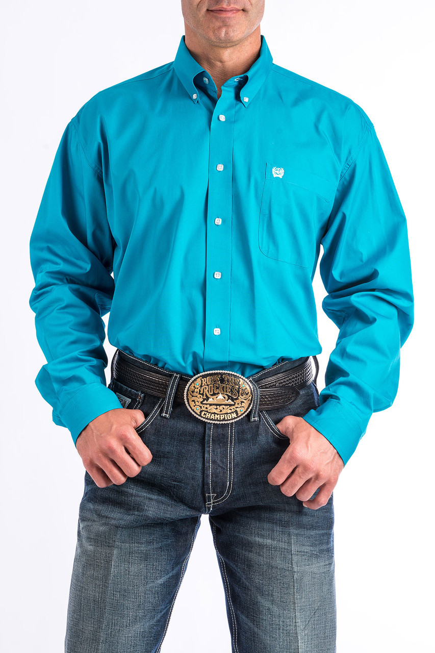 MTW1103800 Cinch Men's Solid Turquoise Button-Down Western Shirt