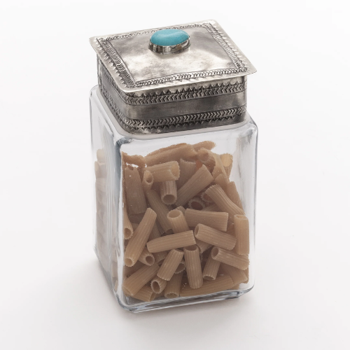 Rustic Silver Medium Glass Canister