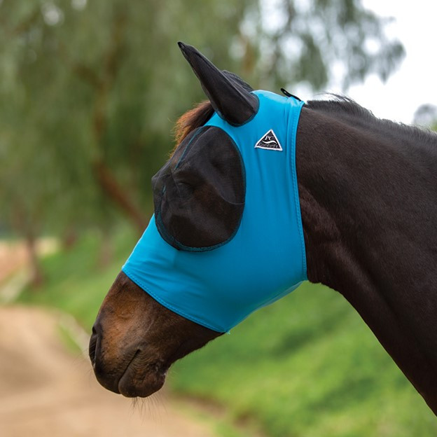 Professional's Choice Pacific Blue ComfortFit Lycra Horse Fly Mask