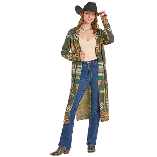 Rock & Roll Women's Charcoal Aztec Duster