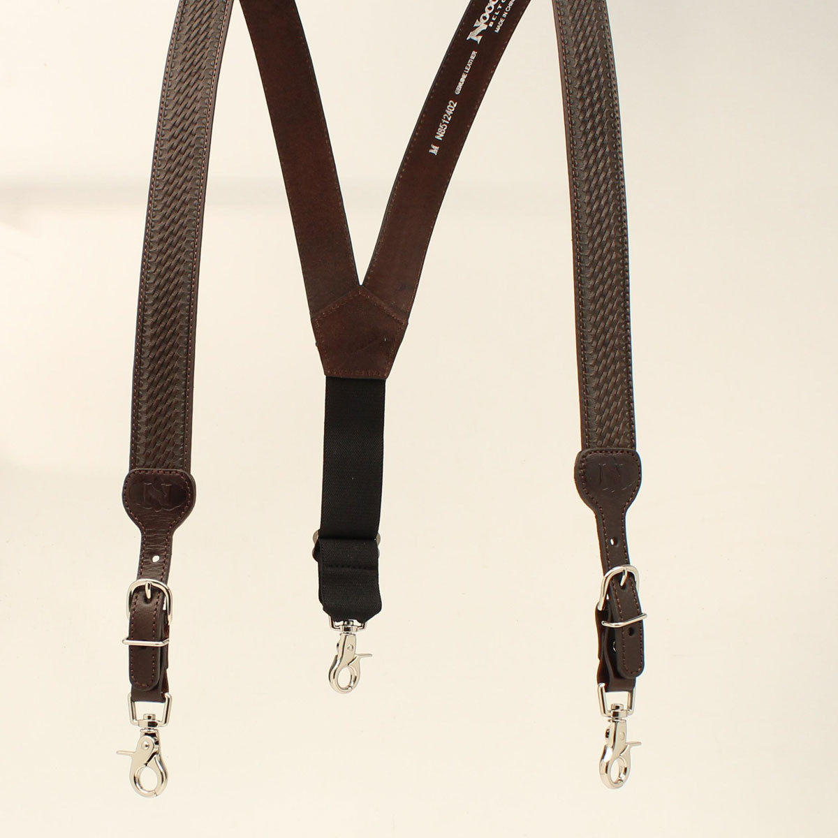 N85124-02 Nocona Brown Leather Gallus Cowboy Suspenders