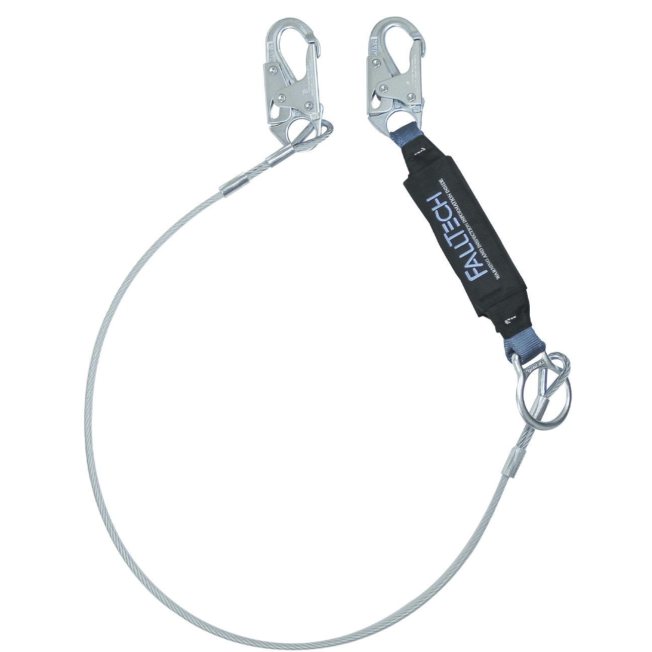 FallTech 8357 - 6' ViewPack Coated Cable Energy Absorbing Lanyard, Single-Leg with Steel Snap ...