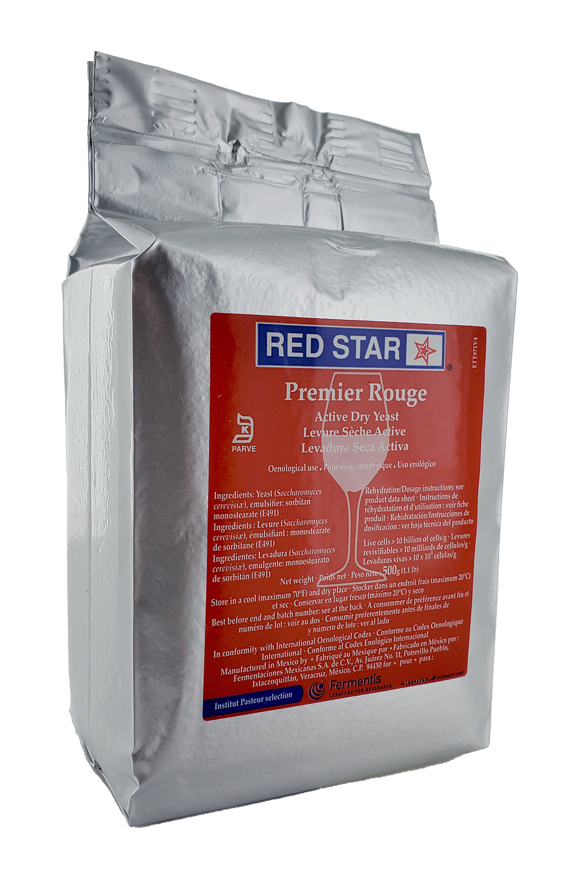 Red Star Premier Rouge Wine Yeast 500g Brick - Home Brew Ohio