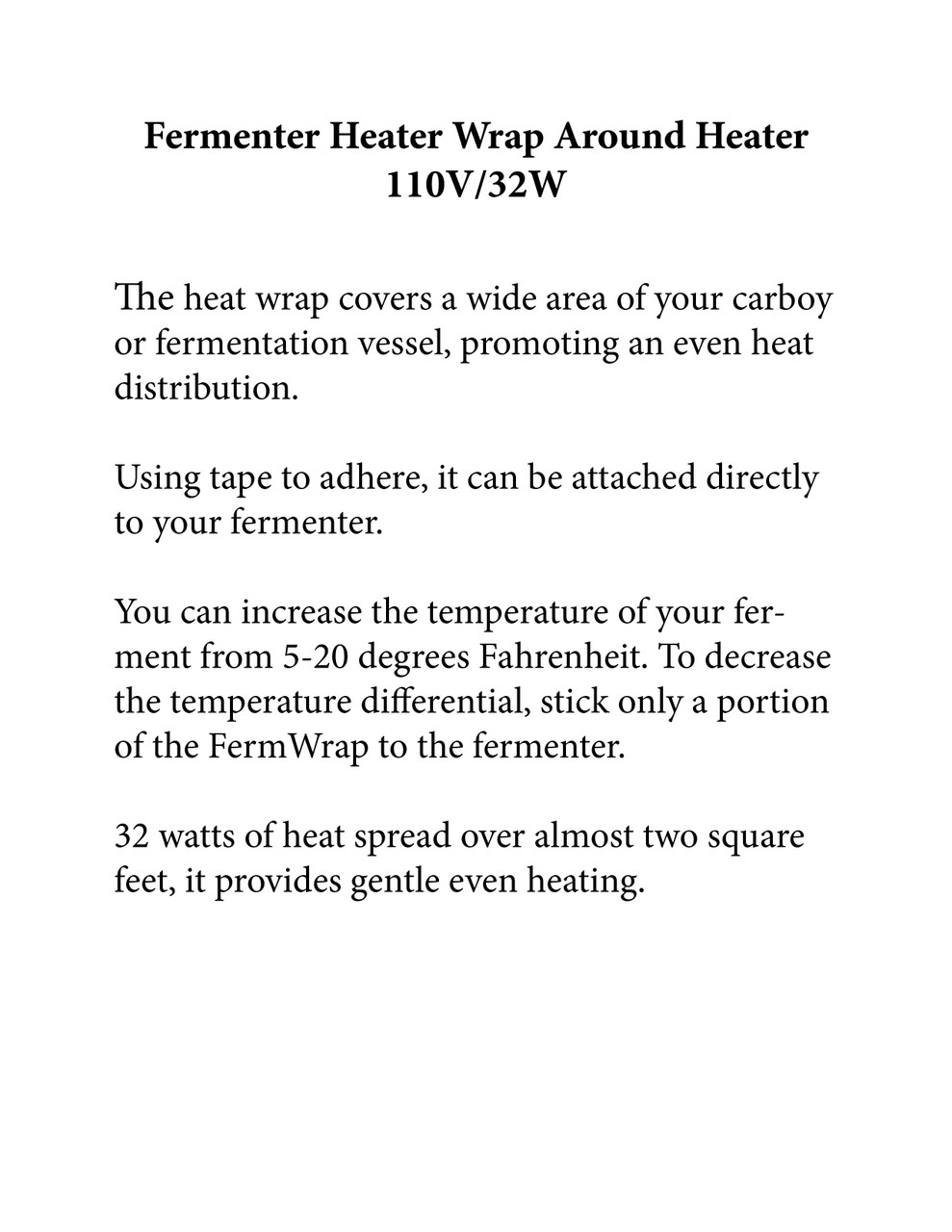 Fermenter Heater Wrap Around Heater 110V/32W - Home Brew Ohio