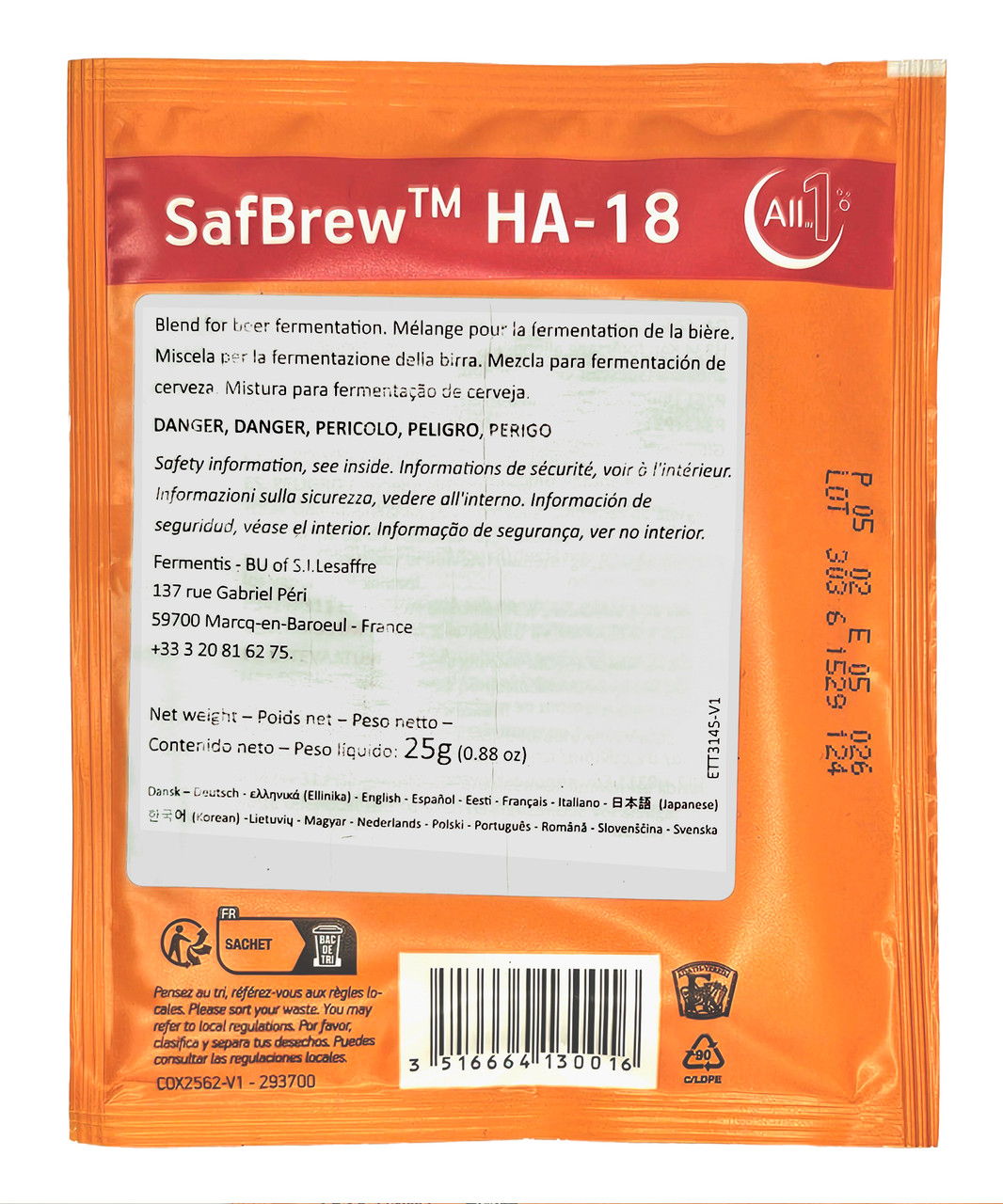 Fermentis SafBrew HA-18 25 Grams - Home Brew Ohio