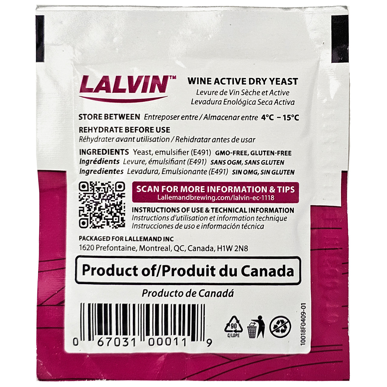 Lalvin EC-1118 Wine Yeast - 1 Pack - Home Brew Ohio