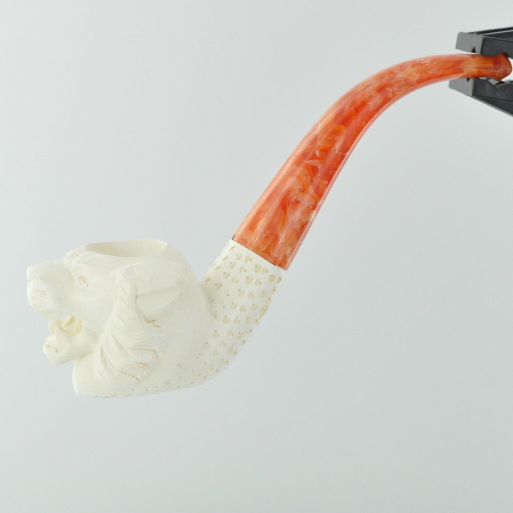 Meerschaum Snarling Tiger Pipe Full Bend By Paykoc M01207 - Paykoc Pipes