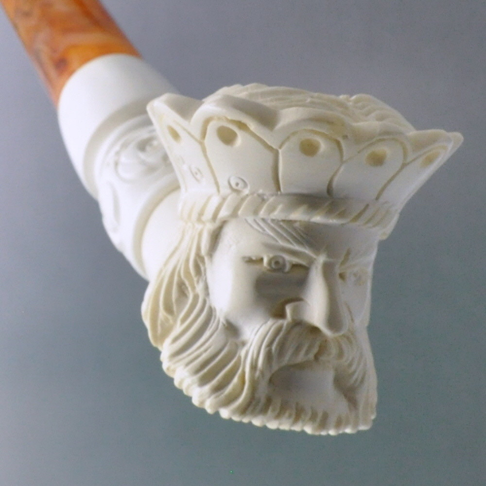 Crowned King Zeus Slight Bend Meerschaum Half Churchwarden Pipe ...