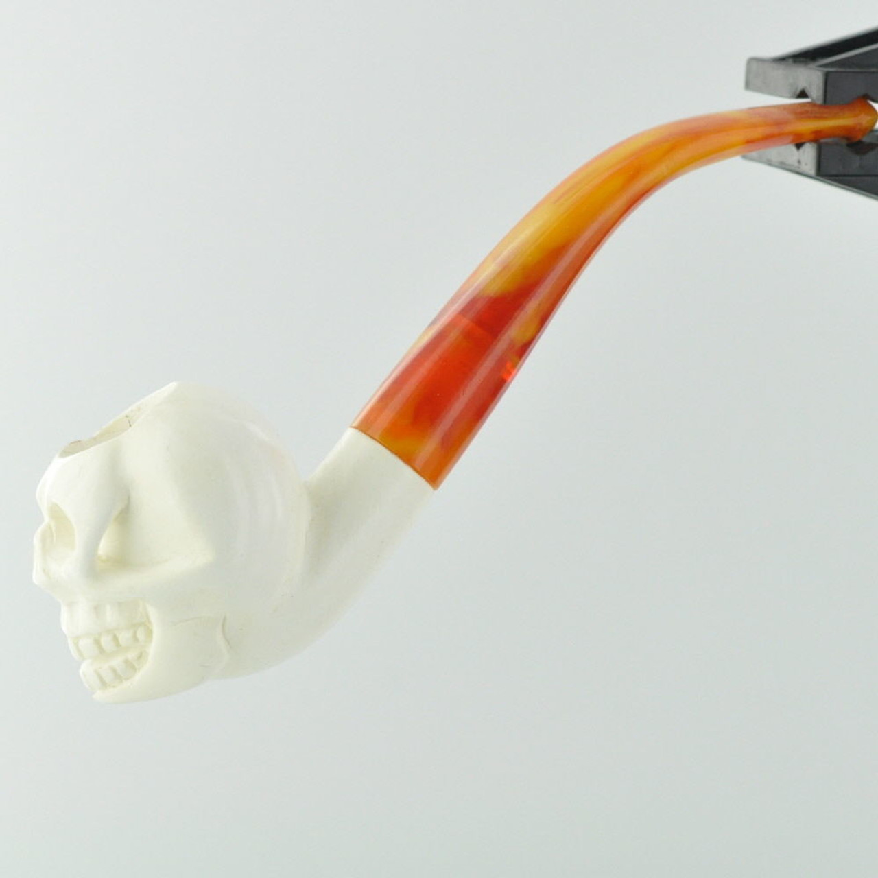 Meerschaum Rounded Skull Tobacco Pipe 1/2 Bend By Paykoc M55040 ...