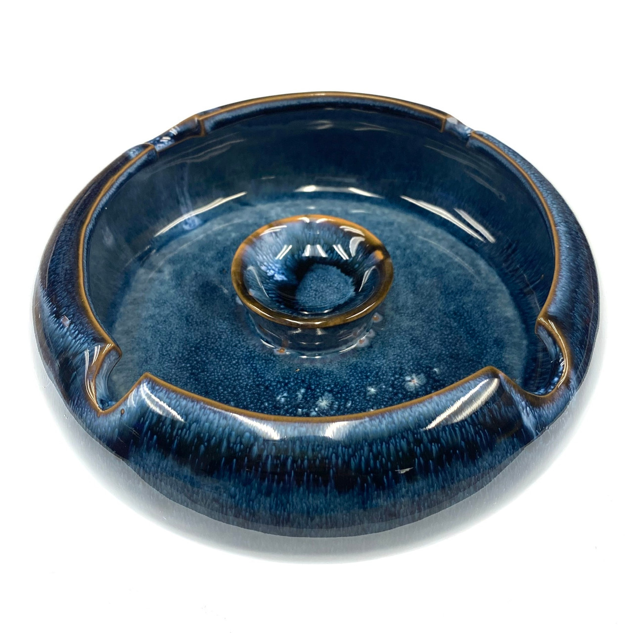 Blue Ceramic Reactive Finish Ashtray 6.5" - Paykoc Pipes