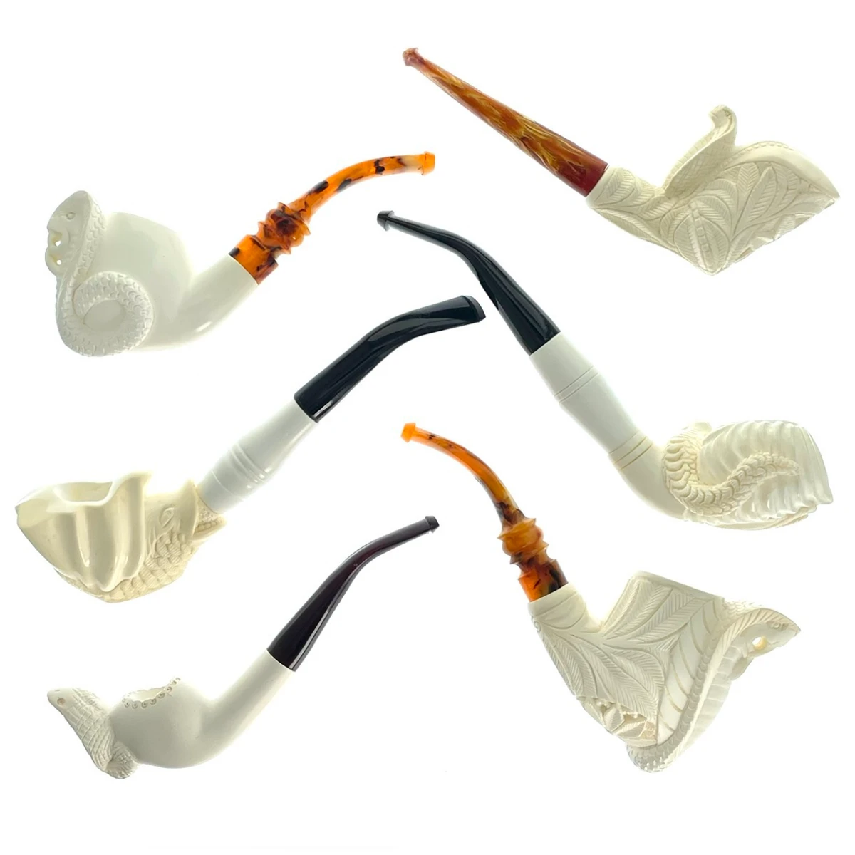 Serpent Snake and Cobra Meerschaum Pipes Assorted 1 Count - Paykoc Pipes