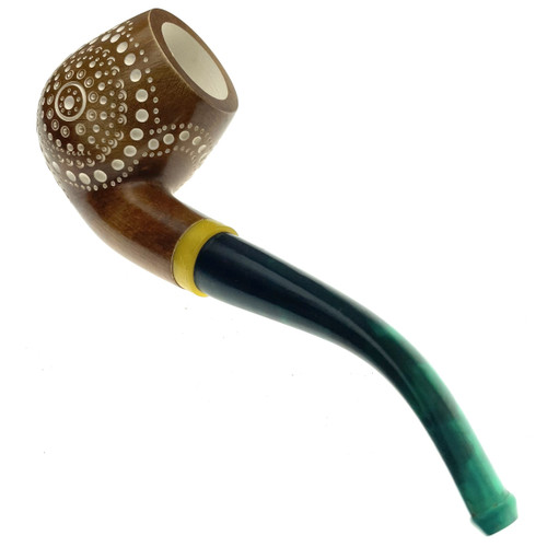 Meerschaum Estate Finish Lattice Apple w/Emerald Stem Tobacco Pipe By ...