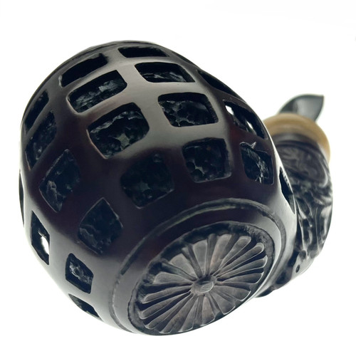 Hand Carved Briar Basket Weave Pipe - Paykoc Pipes