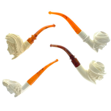 $65 Woman Meerschaum Mini Pipes with Case 1 Assorted Pipe - Paykoc Pipes