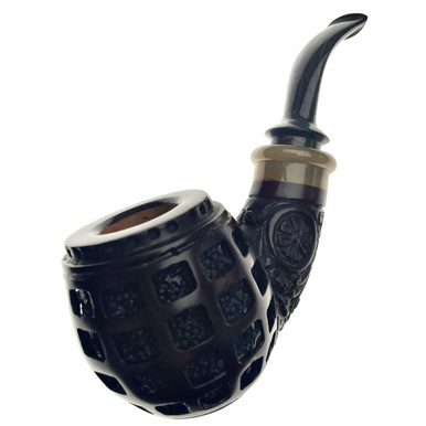 Hand Carved Briar Basket Weave Pipe - Paykoc Pipes