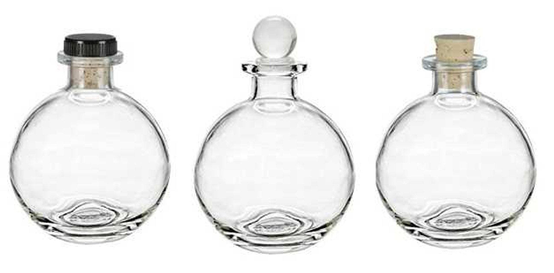 85 Oz Spherical Round Glass Bottle With Natural Cork Glass Or T Bar