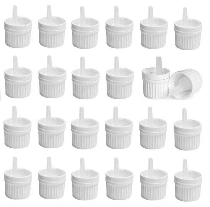 18/415 White Plastic Tamper Evident Caps w/Orifice Droppers