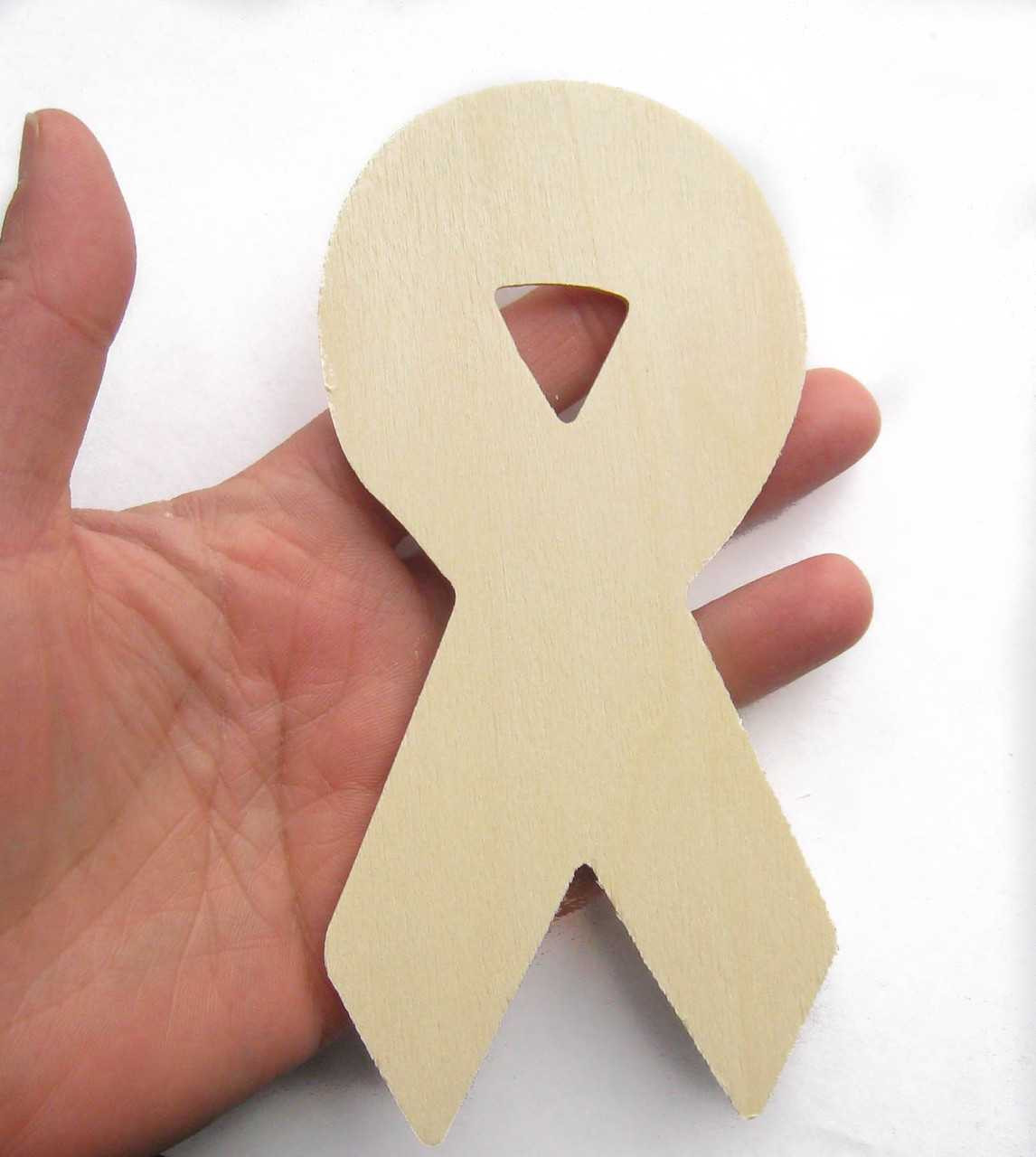 Unfinished Wooden Awareness Ribbon Cutout – DIY Craft Decoration