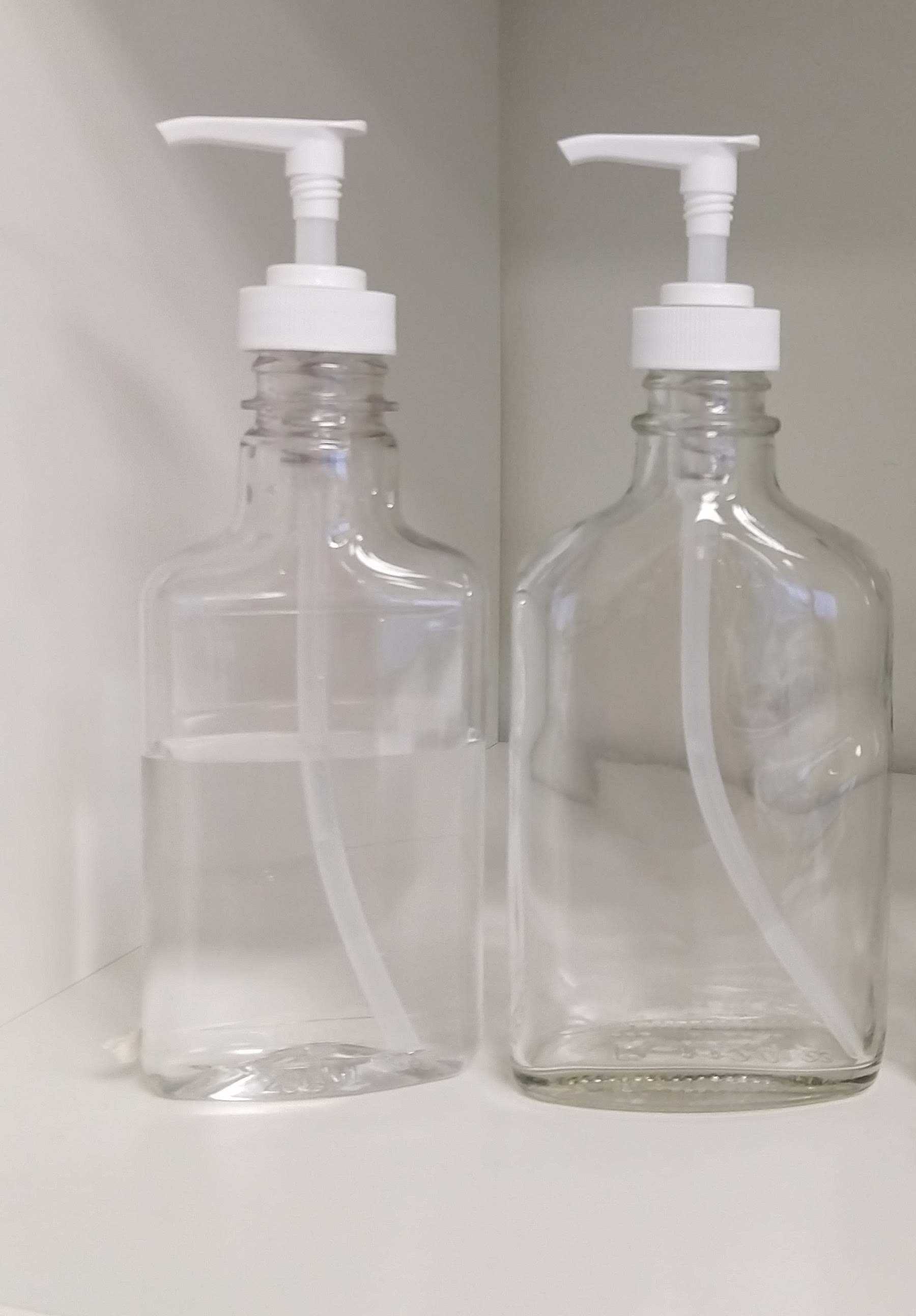 200 ml PET Clear Plastic Flask Bottle with White Lotion Pump | Plastic ...