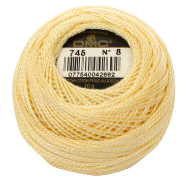 DMC Size 8 Perle Cotton Thread | 745 Light Pale Yellow Supplies