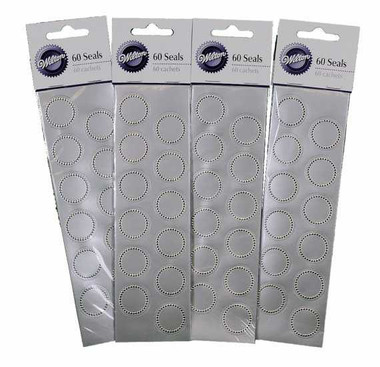 60 Silver Beaded Seal Stickers by Wilton | Labels and Seals