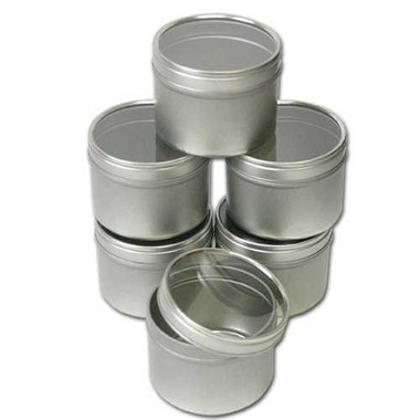16 oz Round Tin Container with Clear Top Slip on Lid | Tin Containers
