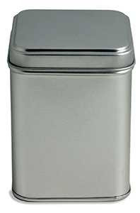 11 oz Square Tea Tin with Solid Slip on Lid - 3.8" H | Tin Containers
