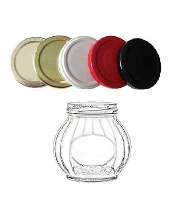 10 oz Round Faceted Glass Jar with Color Choice of Lid