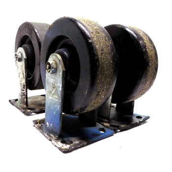 (4) Industrial J&J Casters 6" x 2" Galvanized Steel Fixed Non-Locking ...