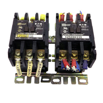 (Lot of 2) Eaton C25DND330 Series D Contactors 30A Definite Purpose 24V ...