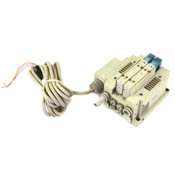 SMC 2-Position Manifold Block w/ (2) SY5100-5U1 0.15-0.7MPa Solenoid Valves